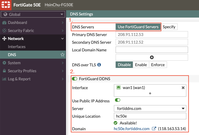 FortiGate-啟用FortiGuard DDNS服務 - Andy的IT技術分享網站